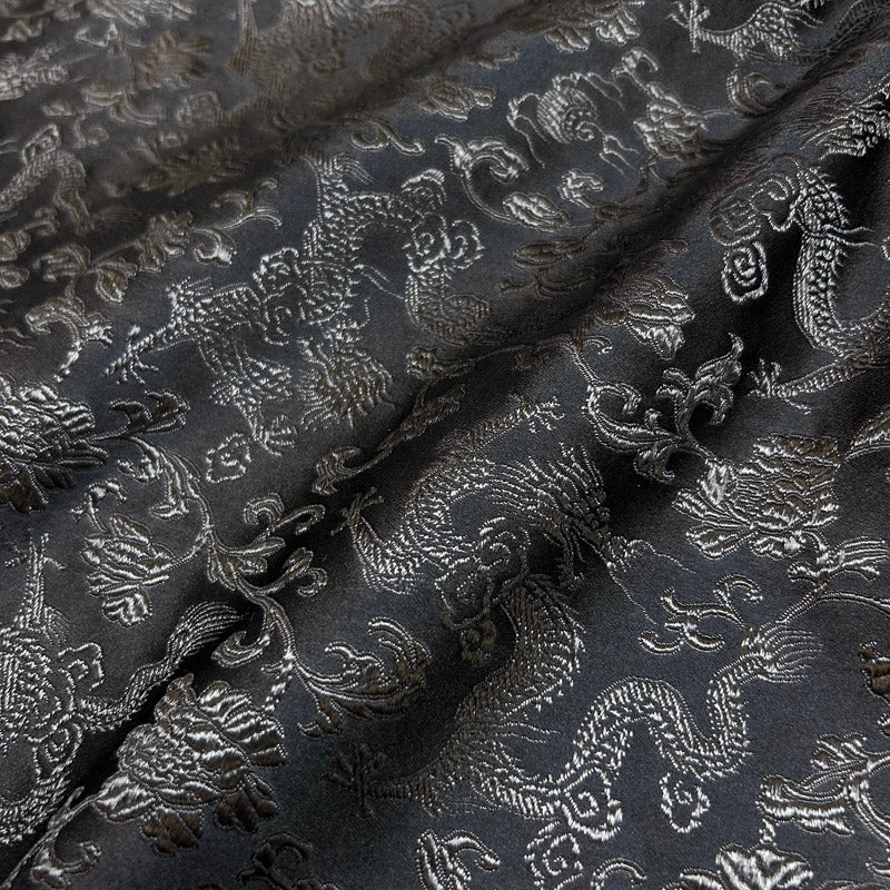 Black Dragon Chinese Brocade - Traditional Design Jacquard Textile – Ovoin